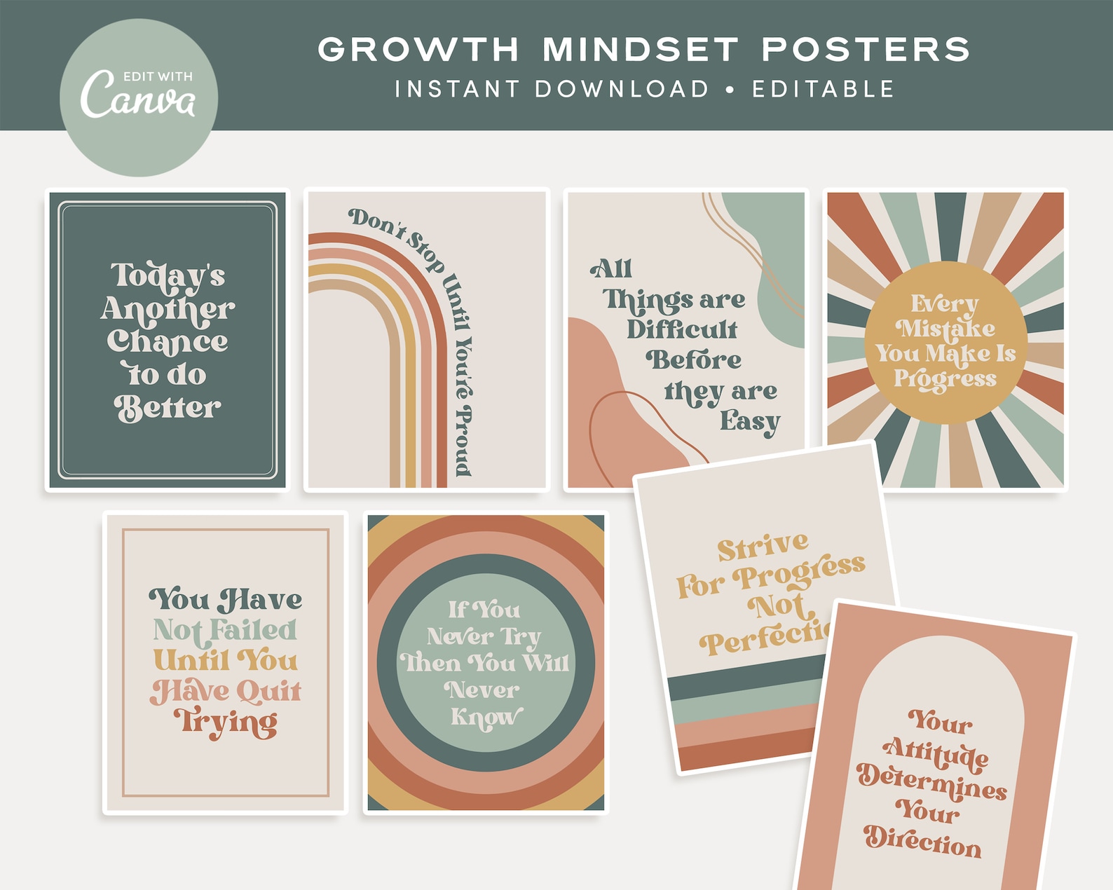 Editable Classroom Management Printable Bundle, Modern Boho Canva ...