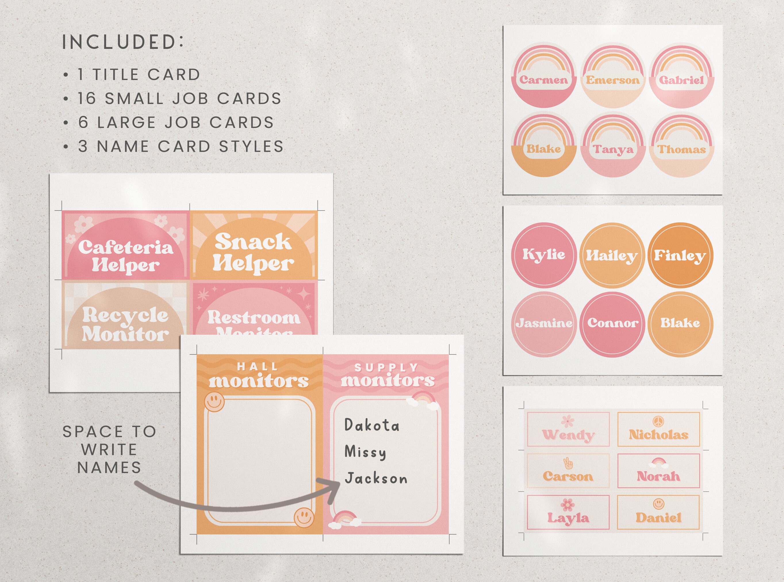 Editable Classroom Job Display, Groovy Retro Cute Classroom Decor ...