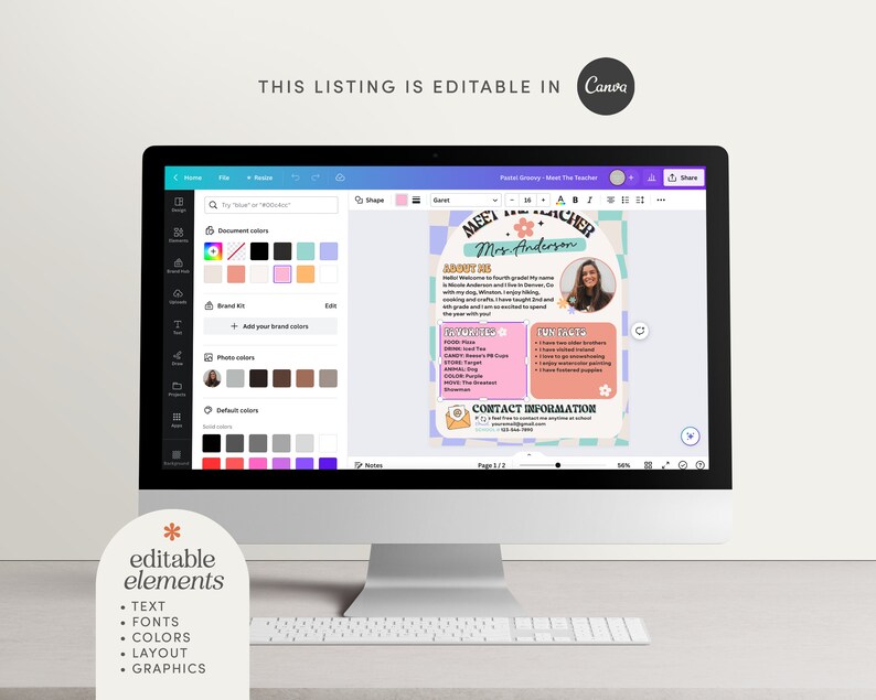 Meet the Teacher Classroom Printable Template, Teacher Intro, Retro ...