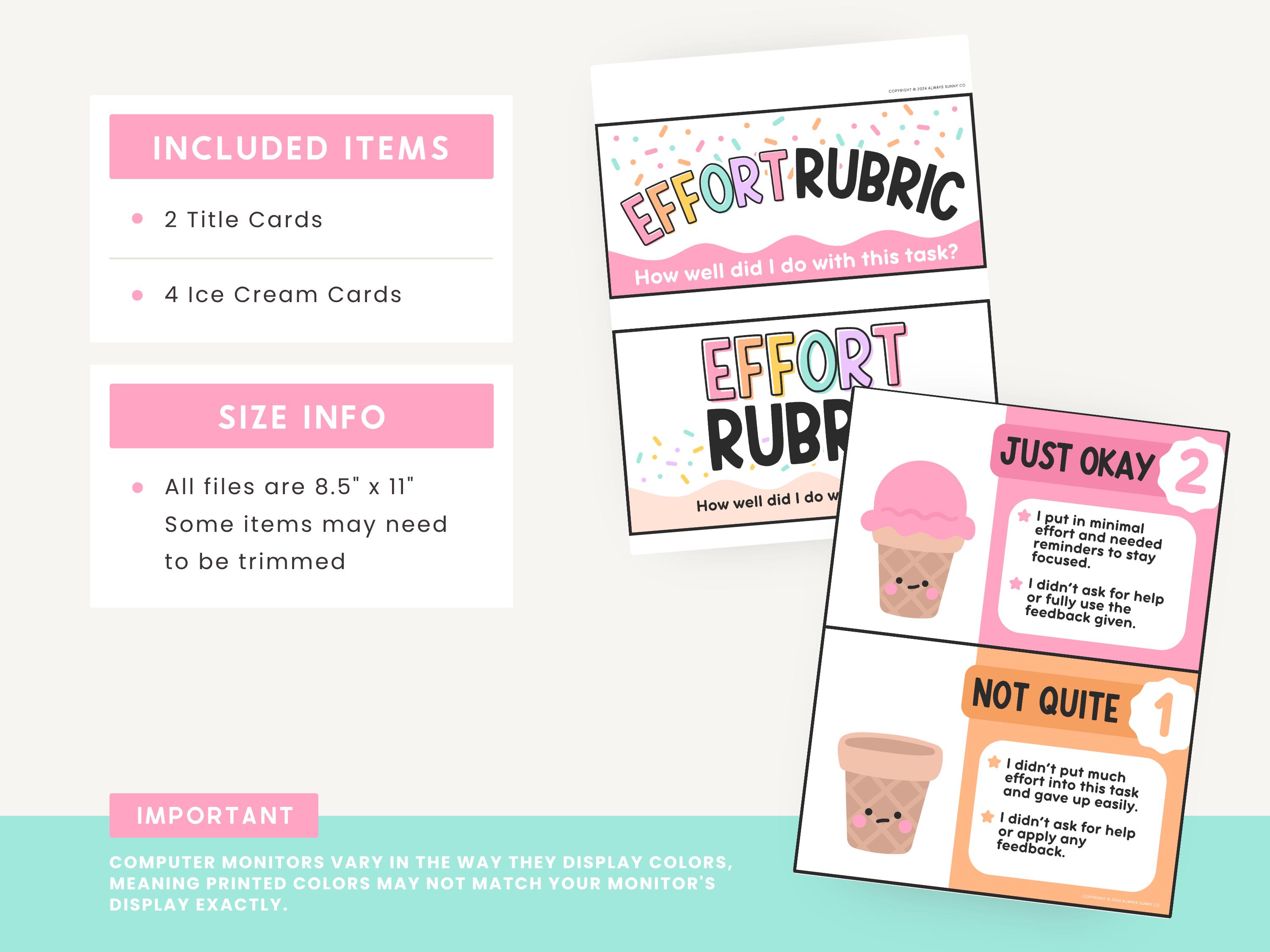 Editable Visual Effort Rubric | Pastel Classroom Management Template ...