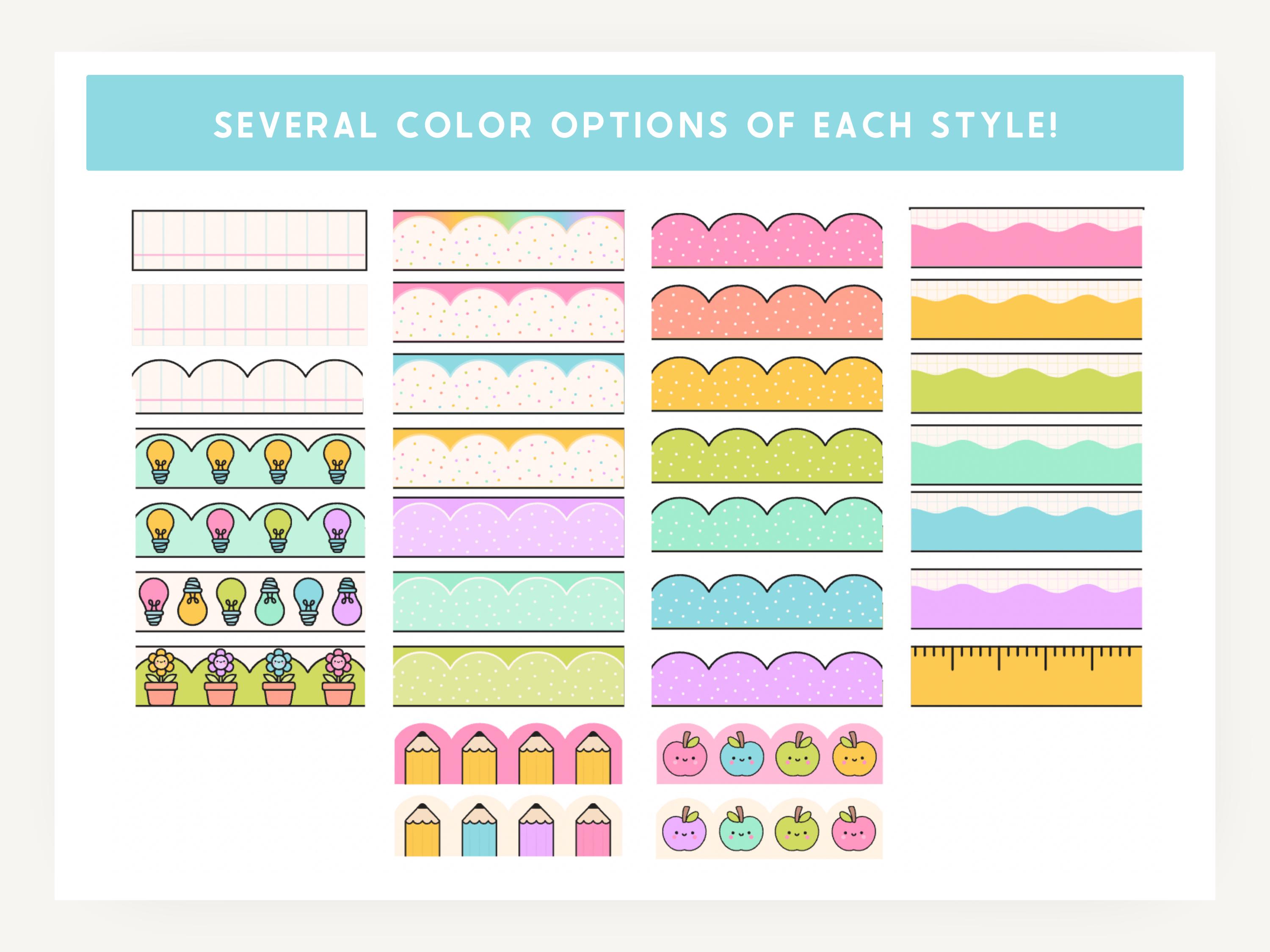 Classroom Bulletin Board Borders, Editable Canva Templates, Bright ...