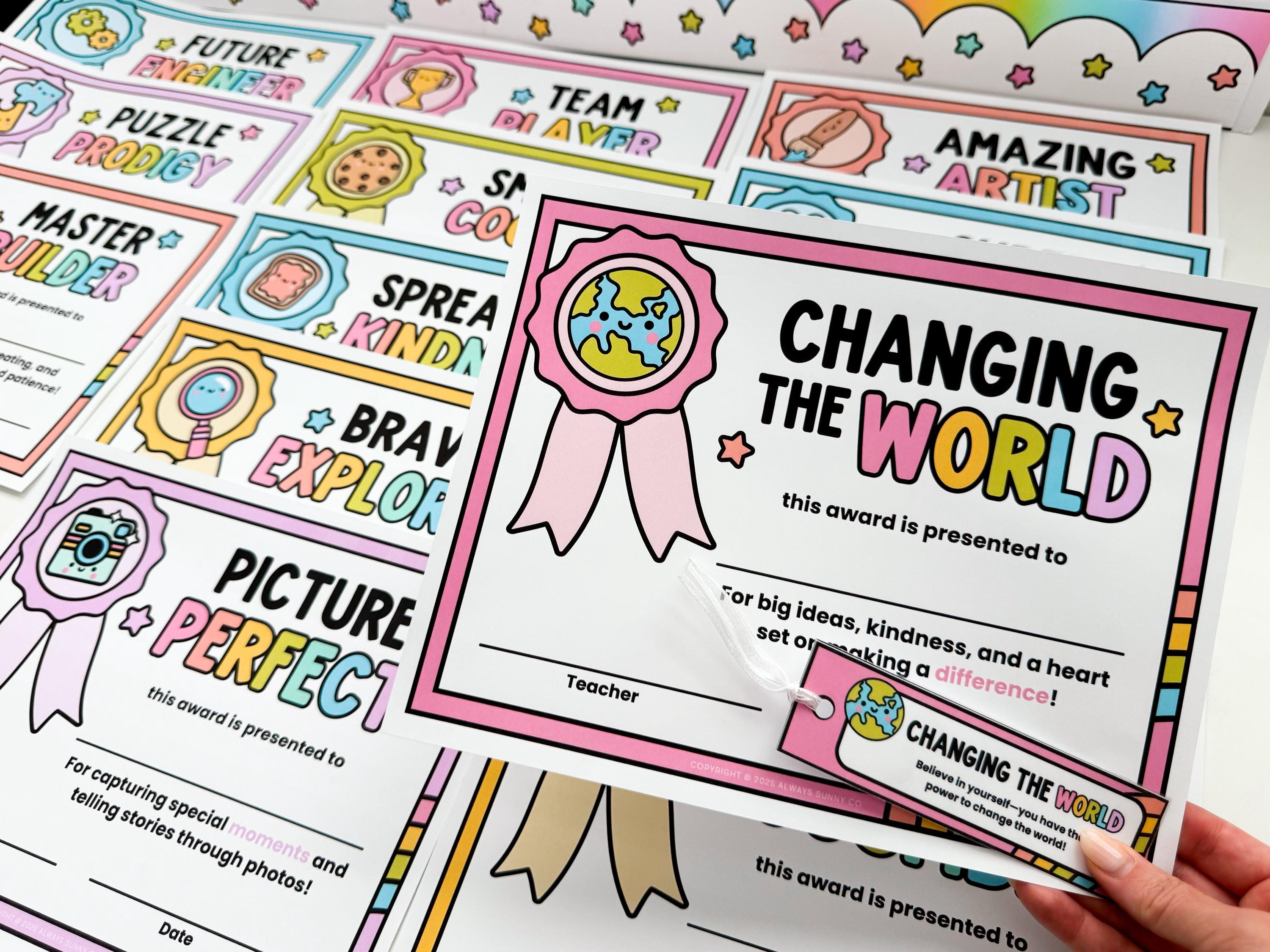Editable Classroom End of Year Awards & Matching Bookmarks | Student ...