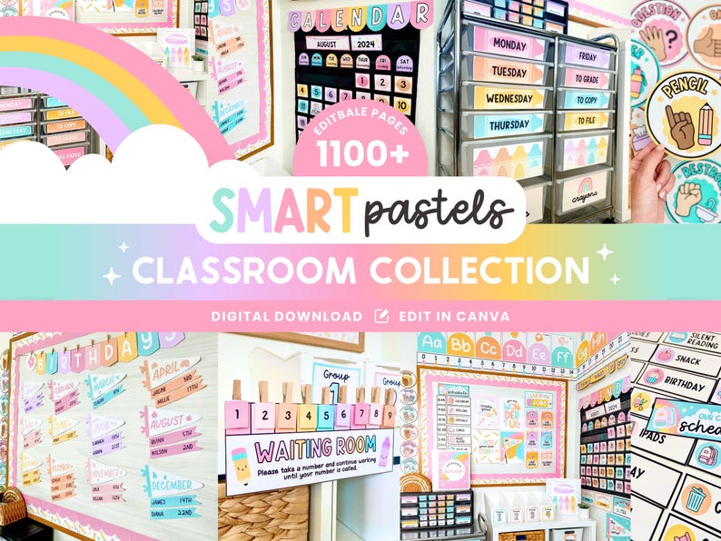 Editable Classroom Smart Pastels Complete Collection Printable Bundle ...