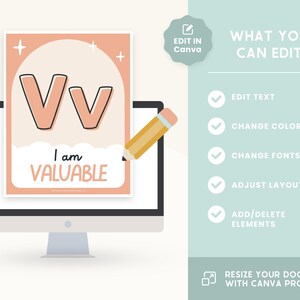 Alphabet Classroom Editable Posters, Pastel Letter Templates, Soft ...