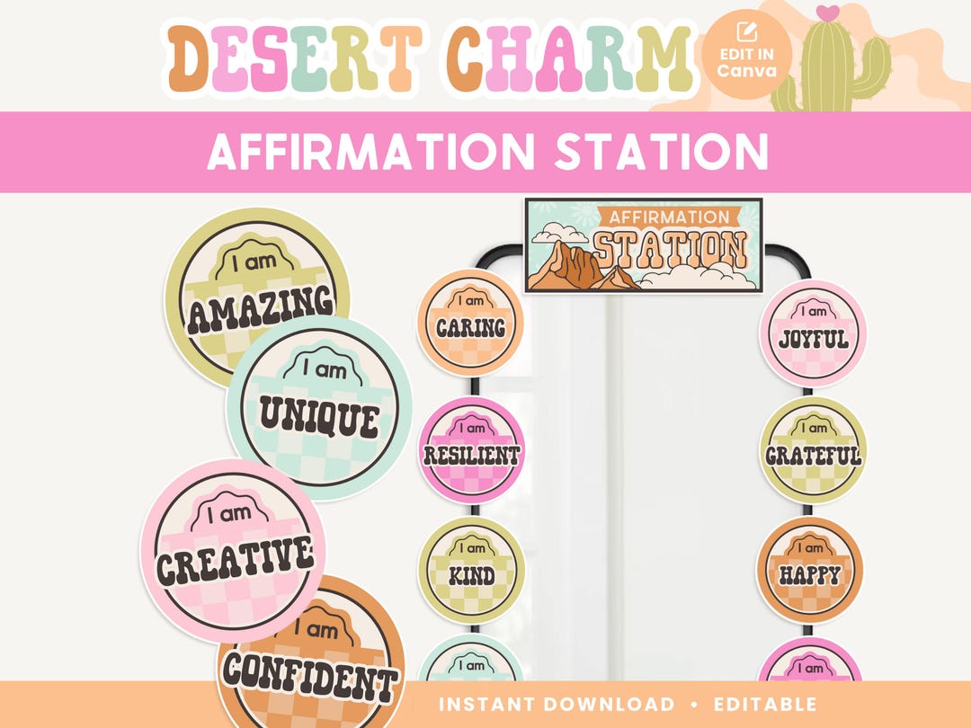 Classroom Affirmation Station Display, Bright Desert Classroom Decor ...