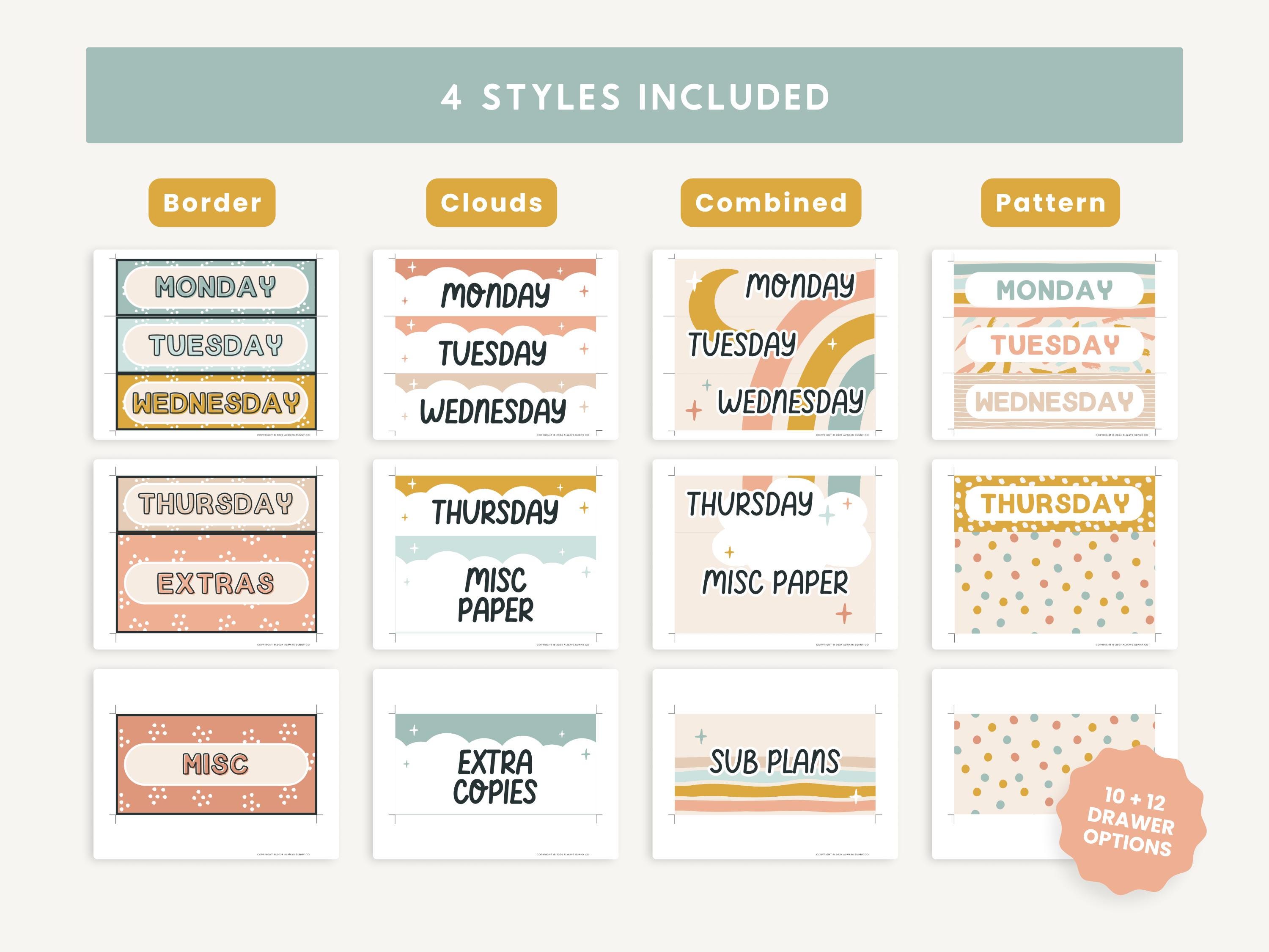 Classroom Rolling Trolley Cart Labels, Editable Teacher Drawer Filing ...
