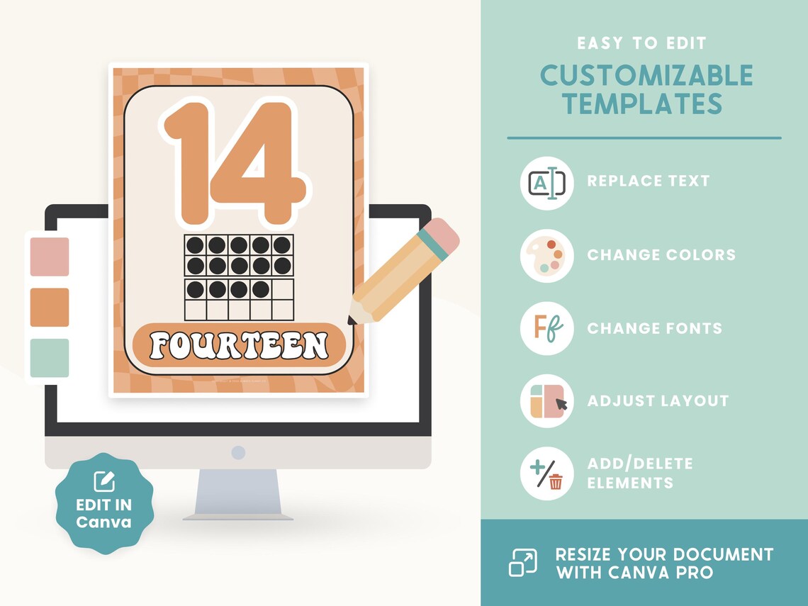 Number Ten Frames Classroom Editable Posters, Groovy Counting Templates ...