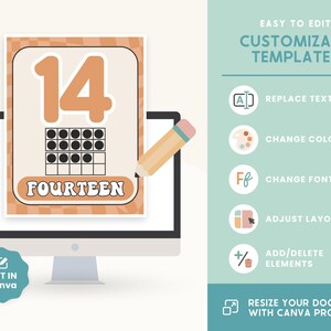 Number Ten Frames Classroom Editable Posters, Groovy Counting Templates ...