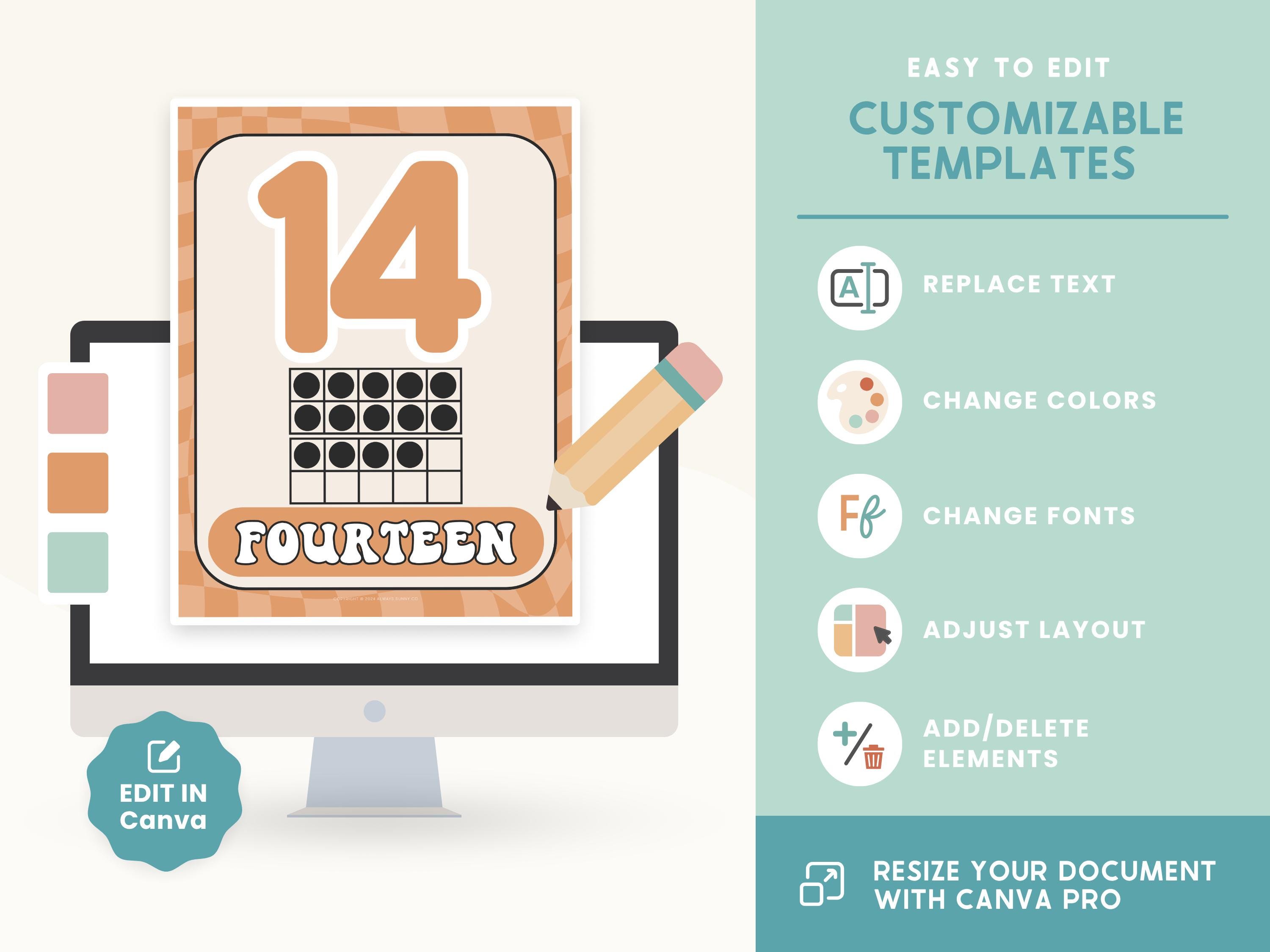 Number Ten Frames Classroom Editable Posters, Groovy Counting Templates ...