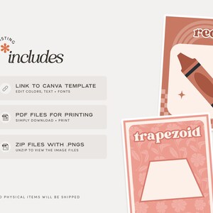 Classroom Shapes and Colors Printable Display, Editable in Canva, Pink ...