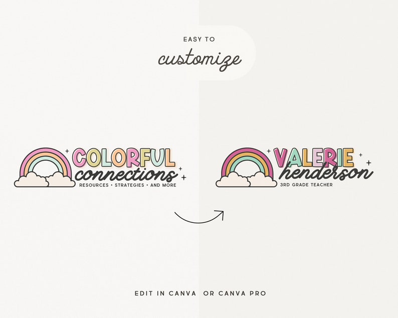 Colorful Teacher Logo Design - Editable Canva Template, Charming and ...
