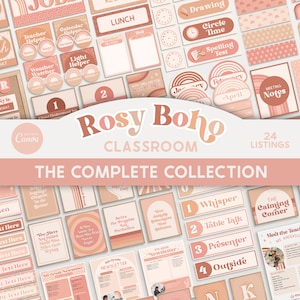 Editable Classroom Rosy Boho Complete Collection Printable Bundle ...