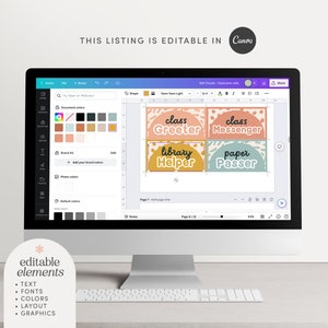 Editable Classroom Job Display, Modern Cute Classroom Decor, Canva ...