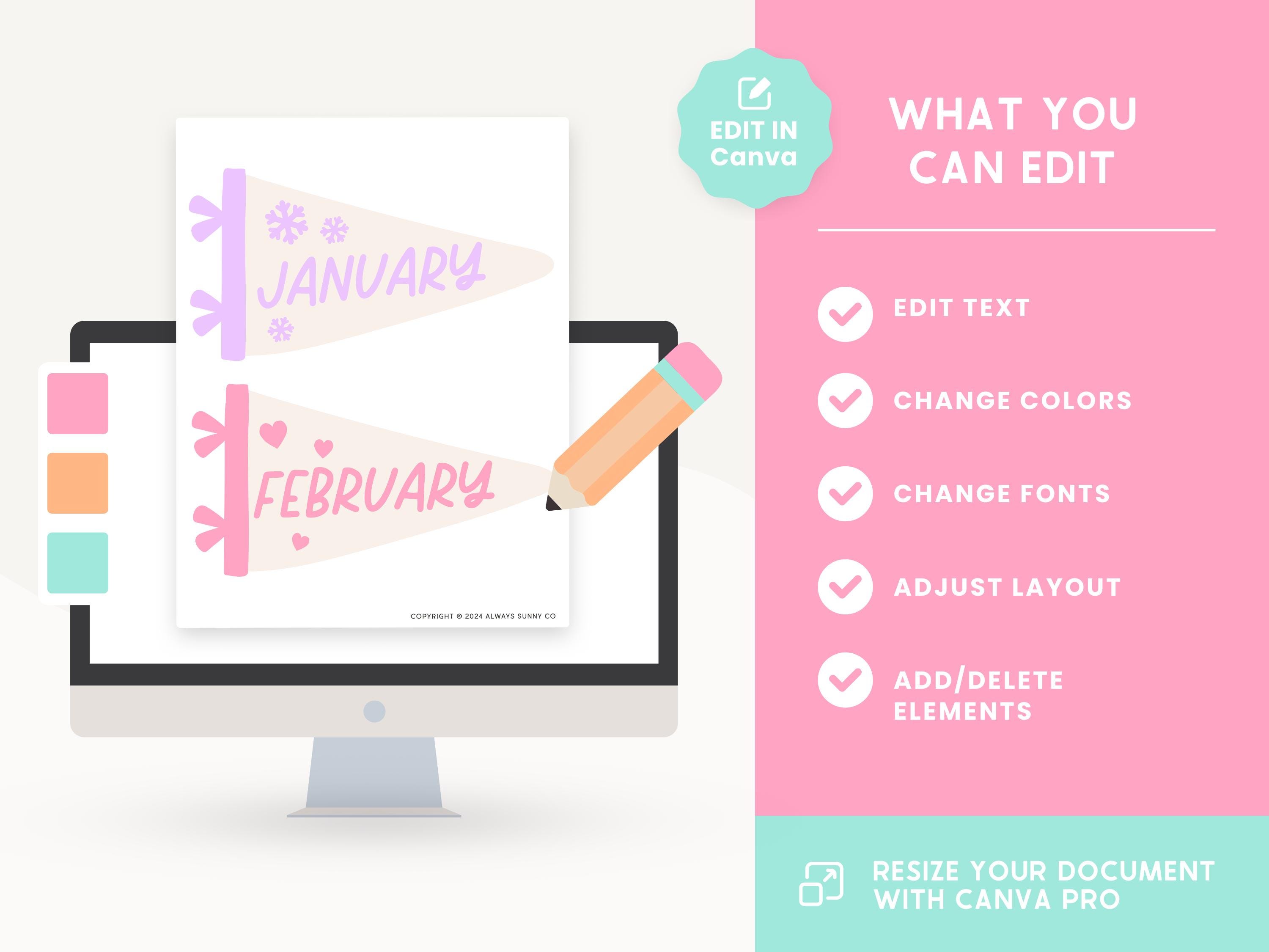 Classroom Birthday Printable Display, Editable in Canva, Bright Pastel ...