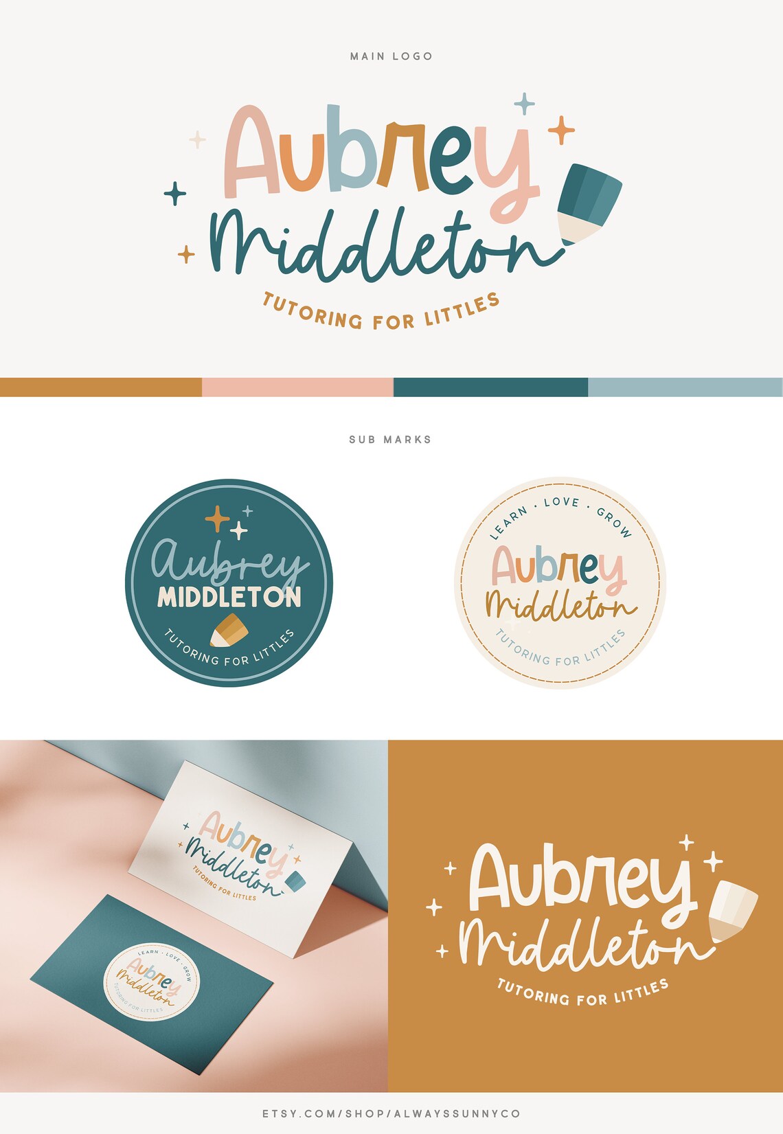 Colorful Teacher Logo Design - Editable Canva Template, Charming and ...