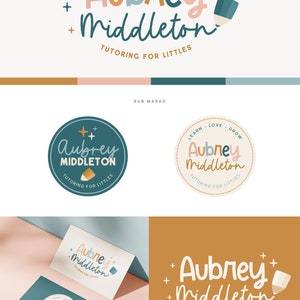 Colorful Teacher Logo Design - Editable Canva Template, Charming and ...