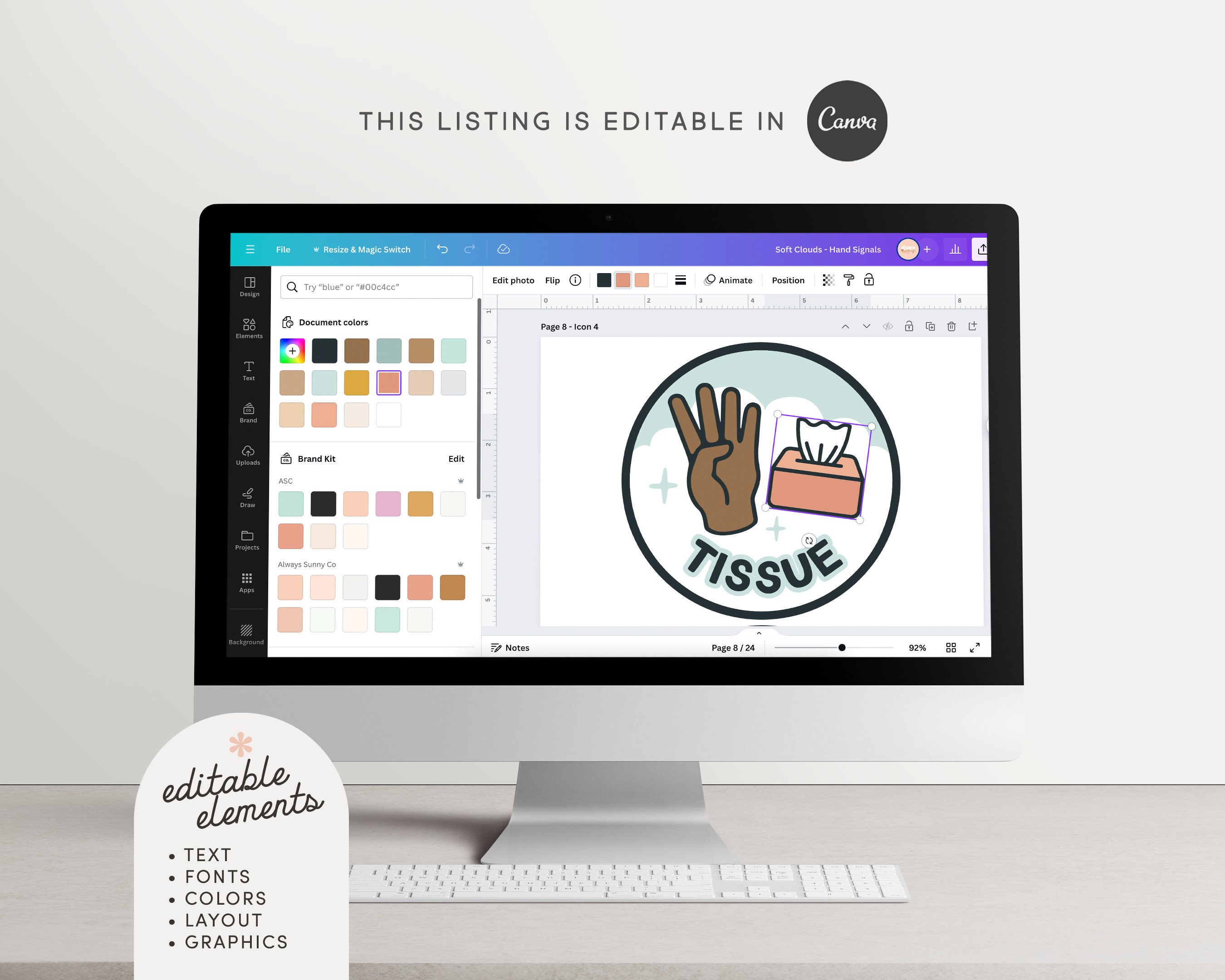 Classroom Hand Signals Poster Display, Editable in Canva, Pastel Clouds ...