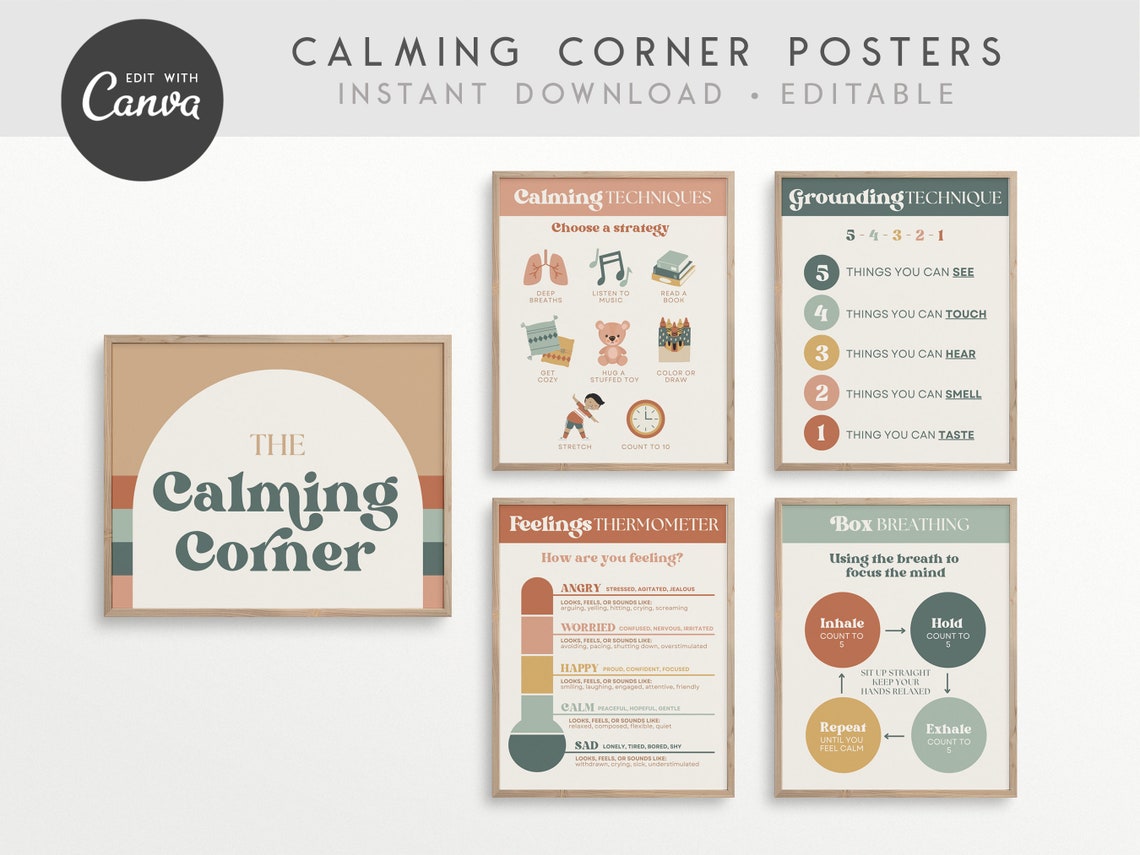 Calming Corner Editable Classroom Printables Calm Down - Etsy