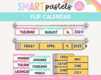 Pencil Flip Calendar Display Pastel Classroom Decor PERSONAL USE - Etsy