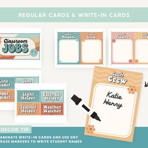 Classroom Job Display, Editable Groovy Canva Templates, Retro Classroom ...