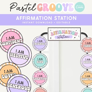 Classroom Affirmation Station Display, Groovy Bright Classroom Decor ...