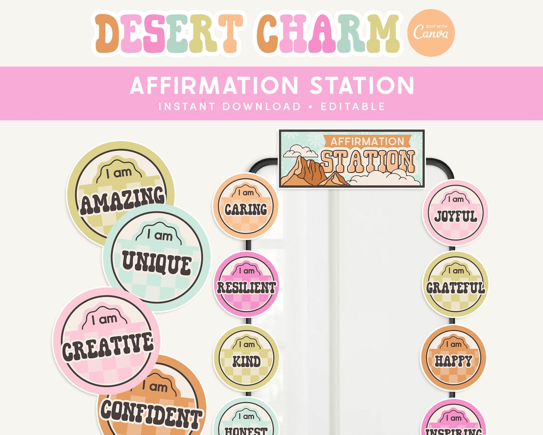 Classroom Affirmation Station Display, Bright Desert Classroom Decor ...