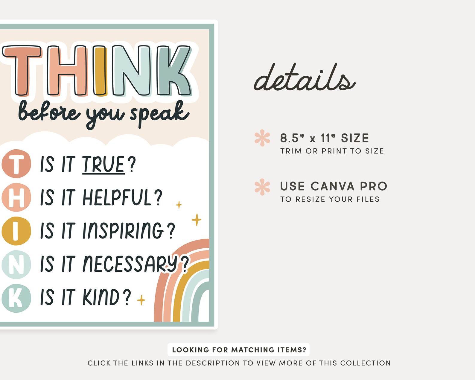 Editable Think Classroom Printable Posters, Think Before You Speak ...