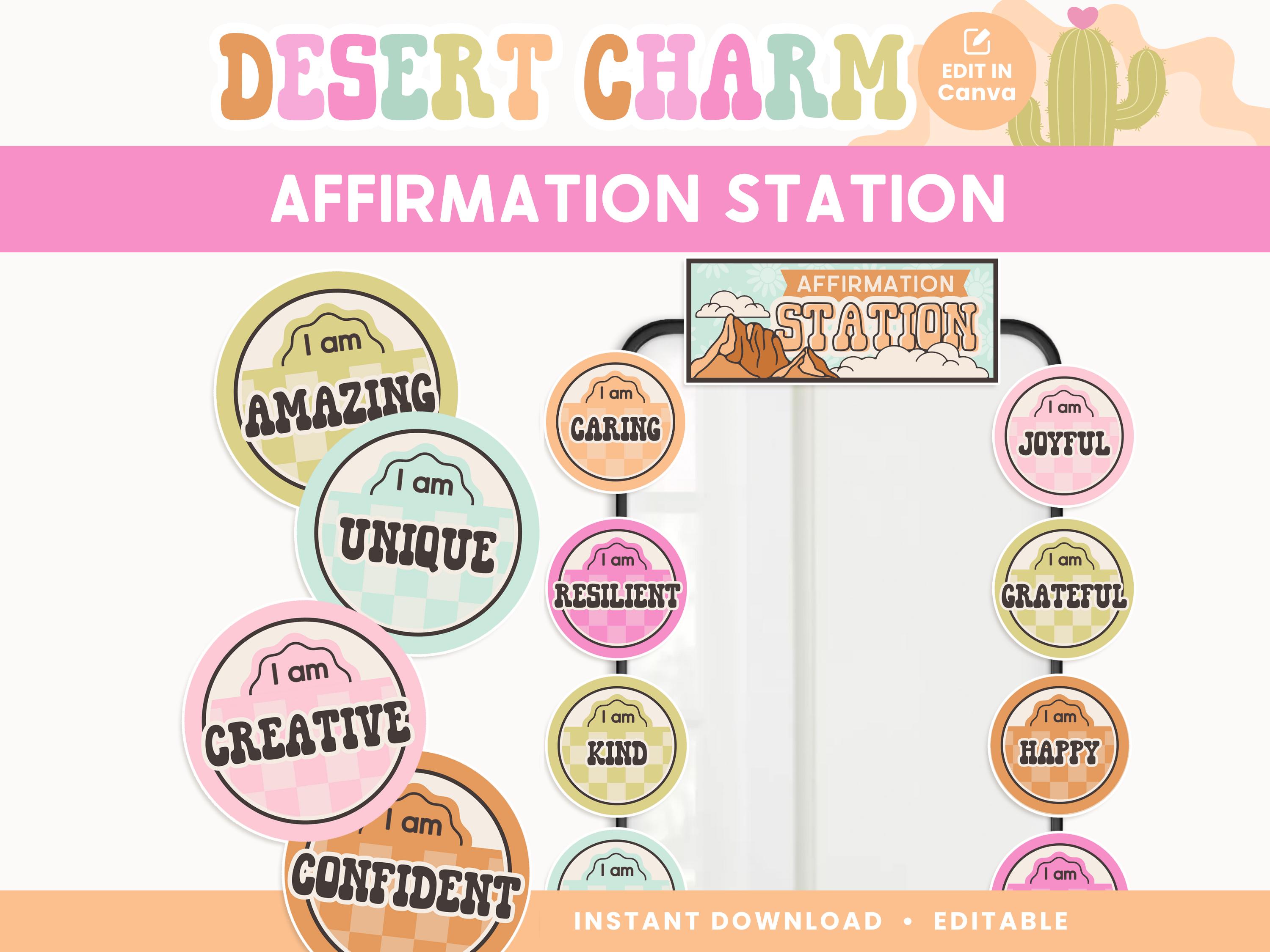 Classroom Affirmation Station Display, Bright Desert Classroom Decor ...