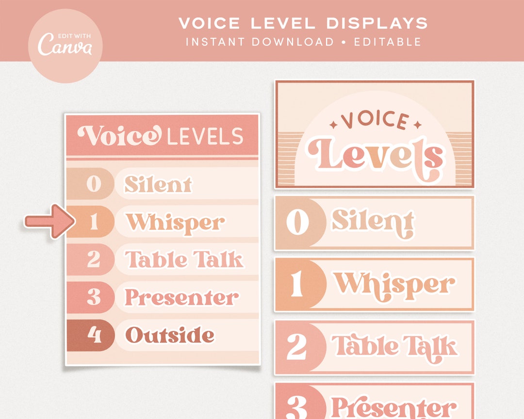 Voice Level Chart Classroom Printable Poster Editable Canva - Etsy