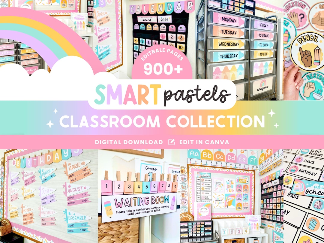 Editable Classroom Smart Pastels Complete Collection Printable Bundle ...