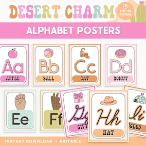 Alphabet Classroom Editable Posters, Bright Letter Templates, Desert ...
