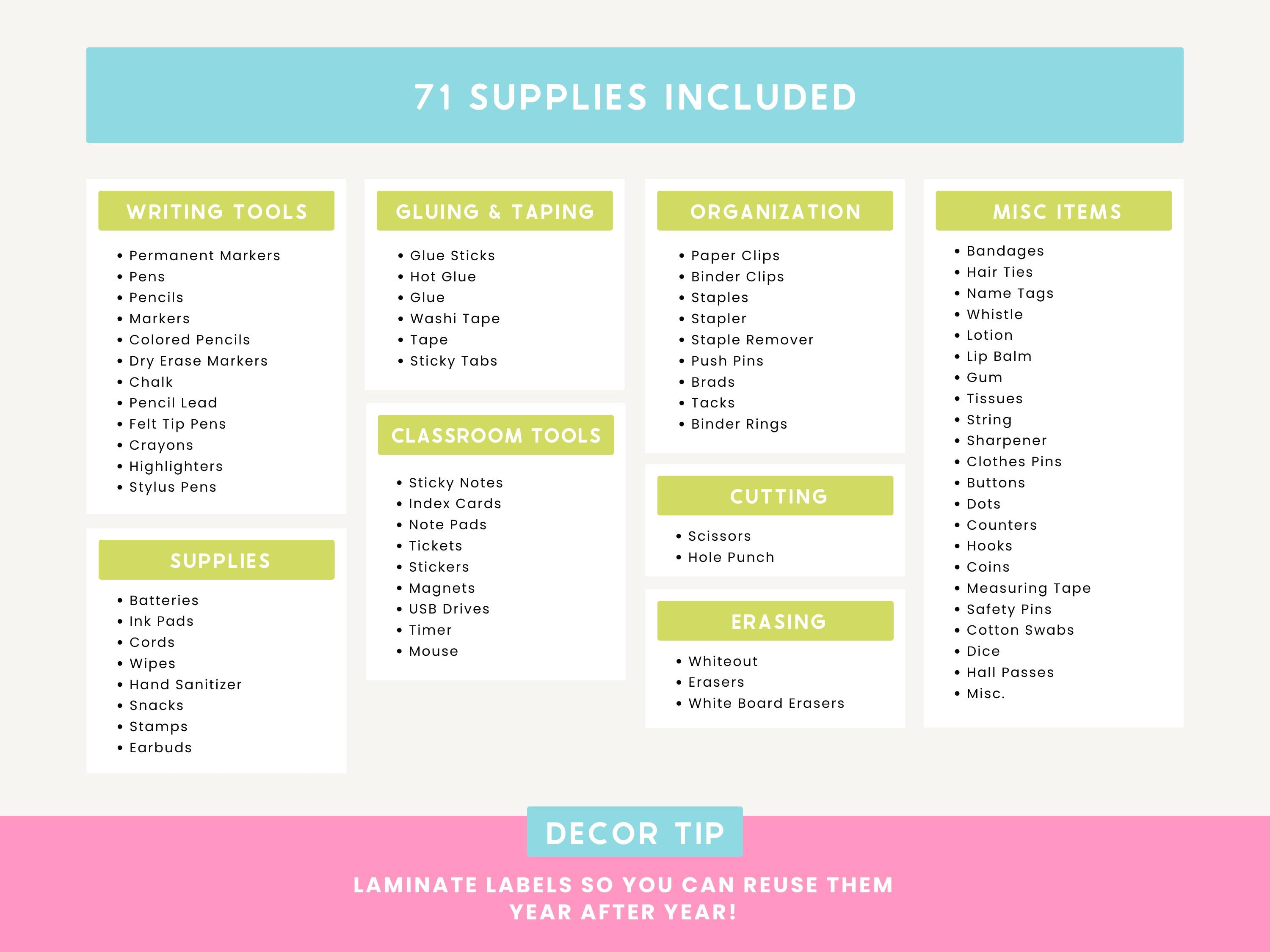 Classroom Drawer Labels With Cute Clip Art | Pastel Teacher Toolbox ...
