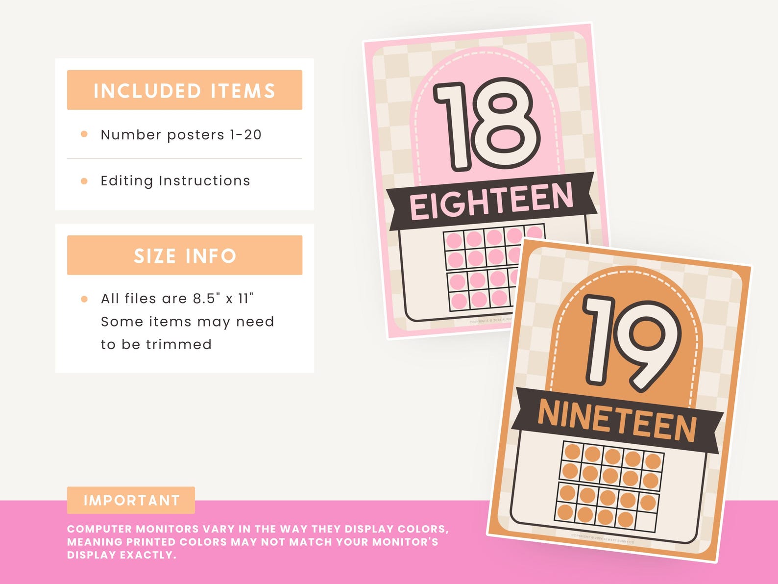 Number Ten Frames Classroom Editable Posters, Bright Desert Counting ...