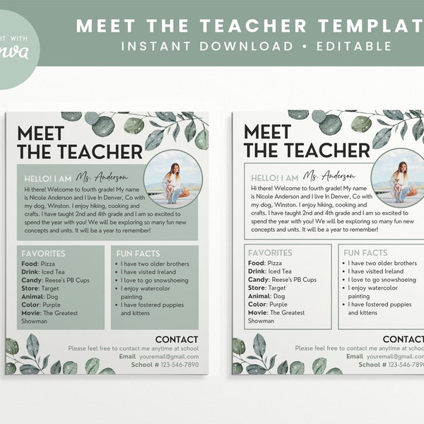 Meet the Teacher Template - Etsy