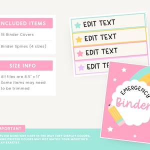 Classroom Binder Covers and Spines, Editable Pastel Rainbow Teacher ...