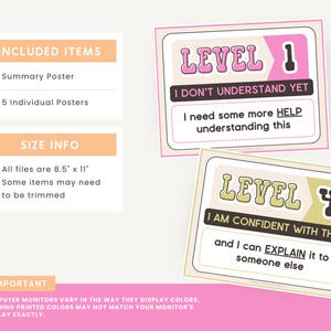 Levels of Understanding Editable Classroom Printable Posters, Bright ...