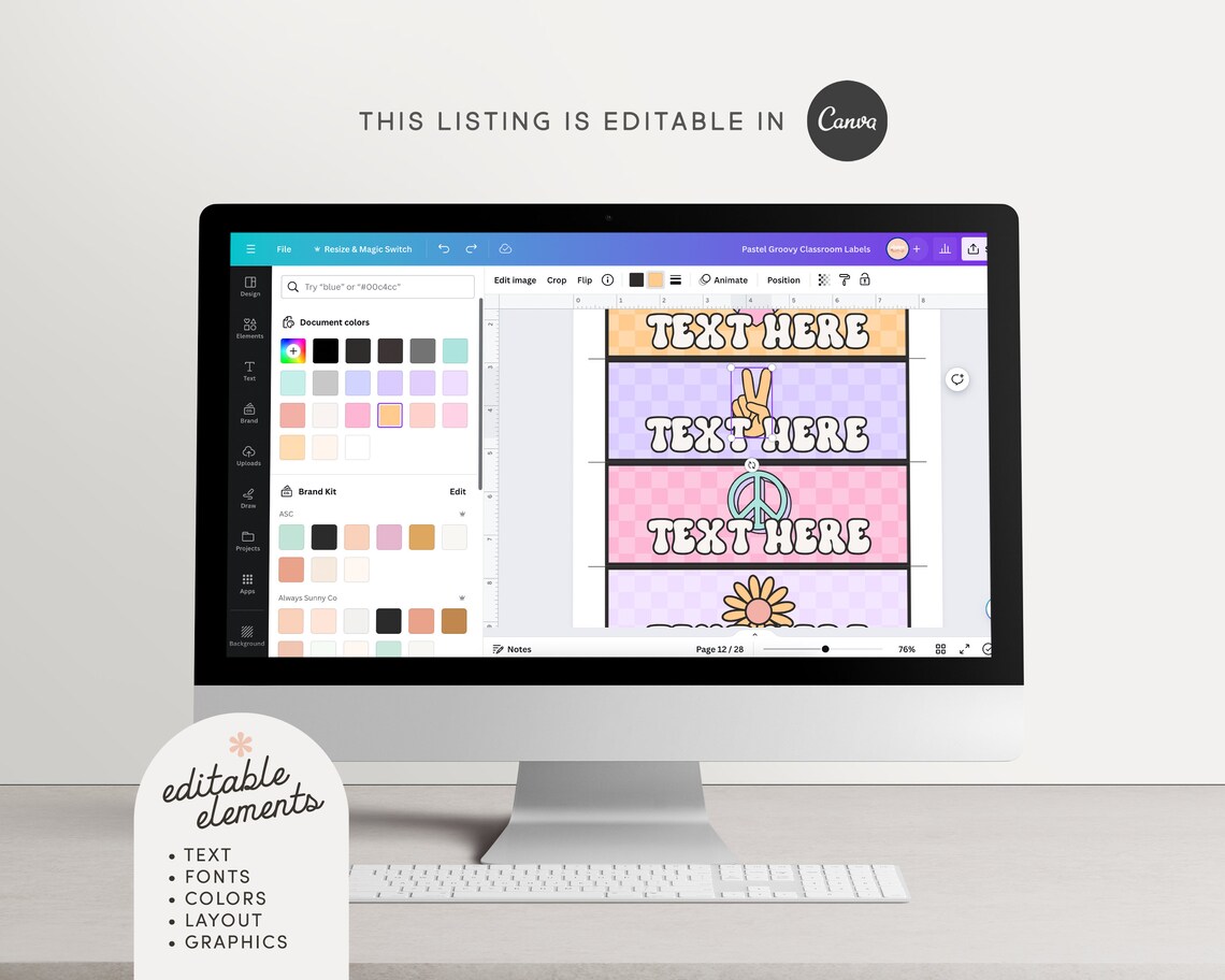 Classroom Labels Editable Templates, Pastel Groovy Classroom ...