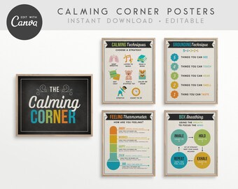 Calming Corner Editable Classroom Printables Calm Down - Etsy