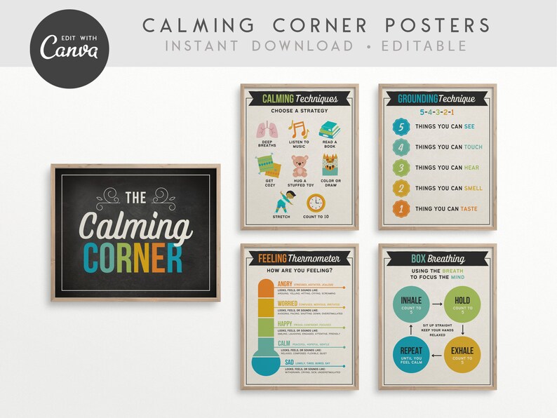 Calming Corner Editable Classroom Printables Calm Down | Etsy