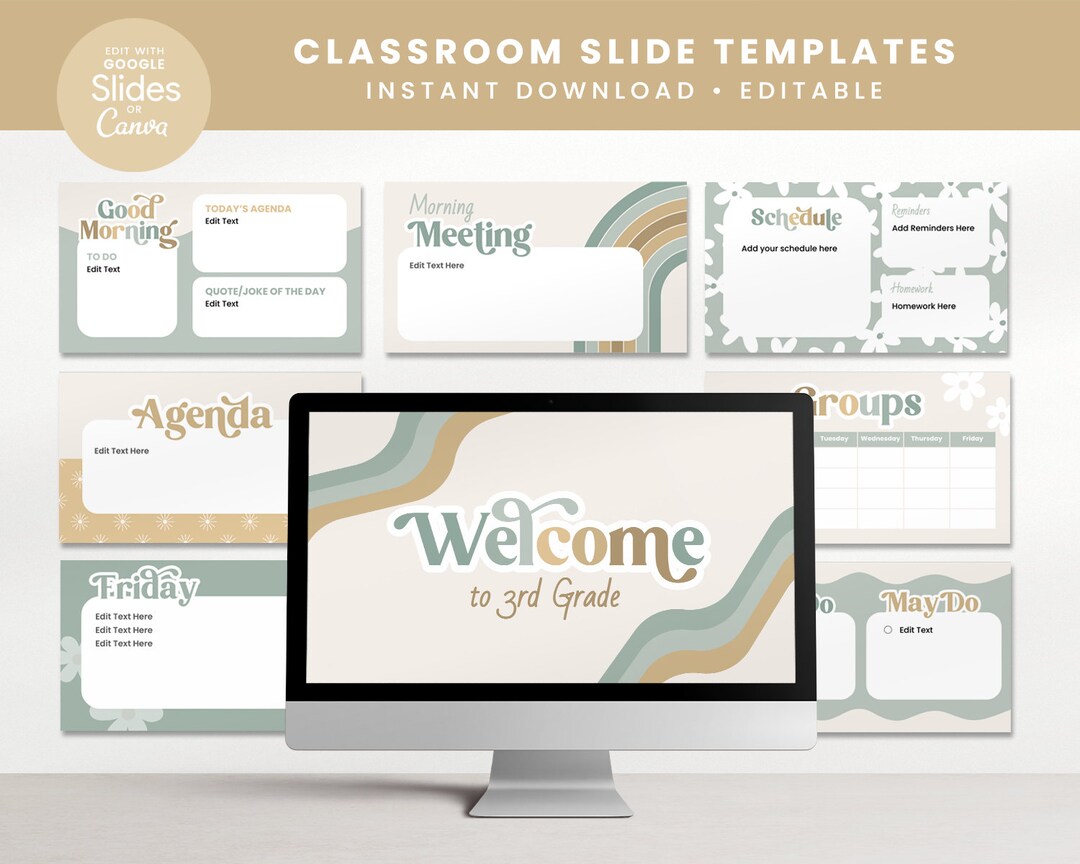 Boho Classroom Google Slides and Canva Editable Presentation Templates ...