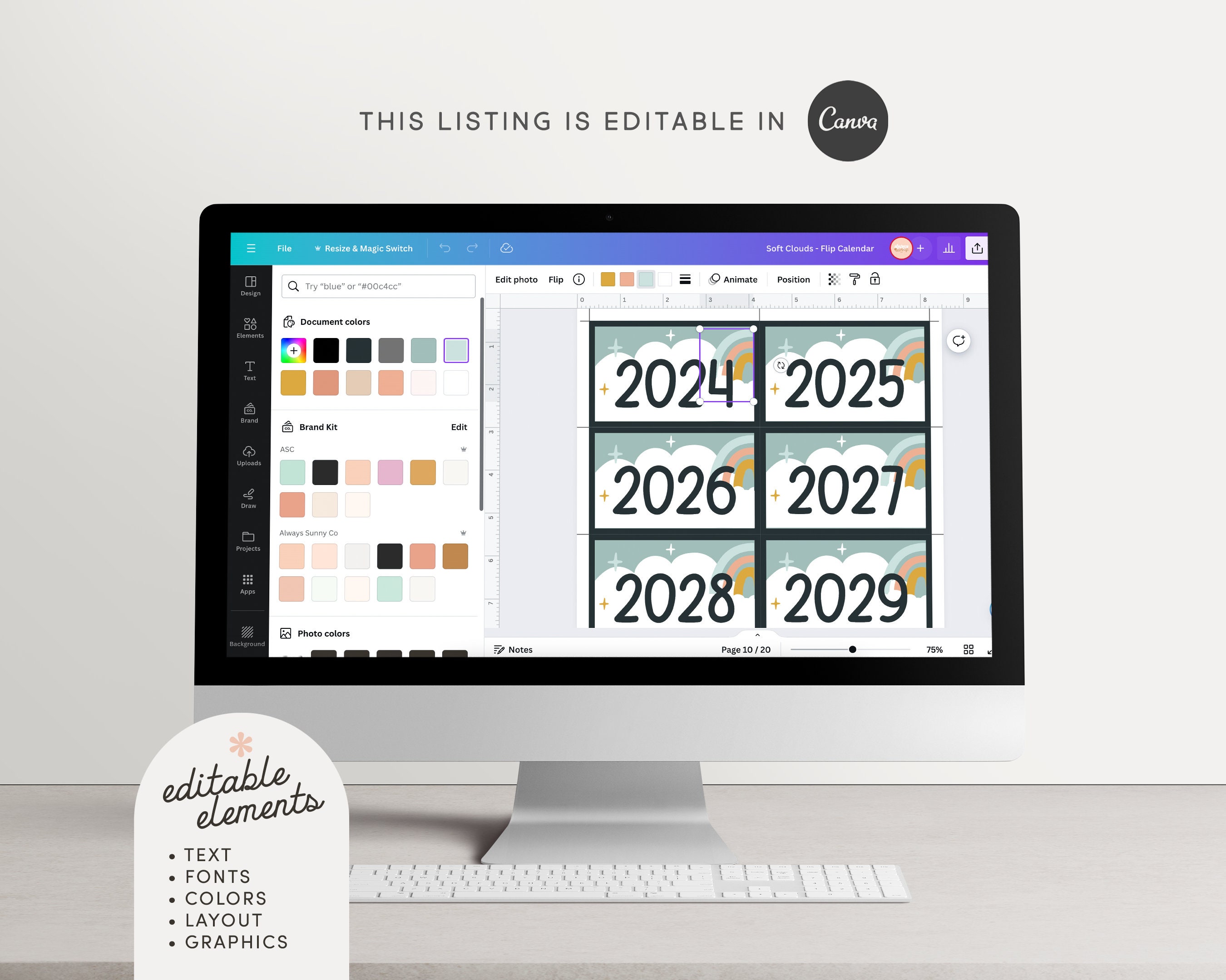 Classroom Flip Calendar Display, Pastel Rainbow Classroom Decor ...