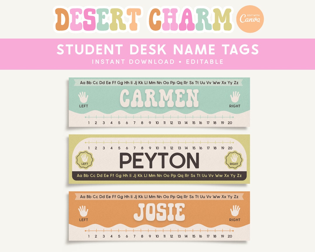 Student Desk Name Labels, Editable Classroom Printables, Student Name ...