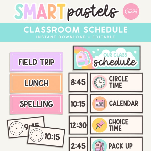 Pastel Classroom Schedule, Editable Template, Classroom Management ...
