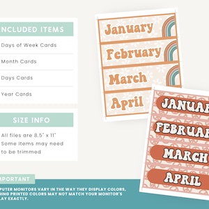 Classroom Flip Calendar Display, Groovy Retro Classroom Decor, Editable ...