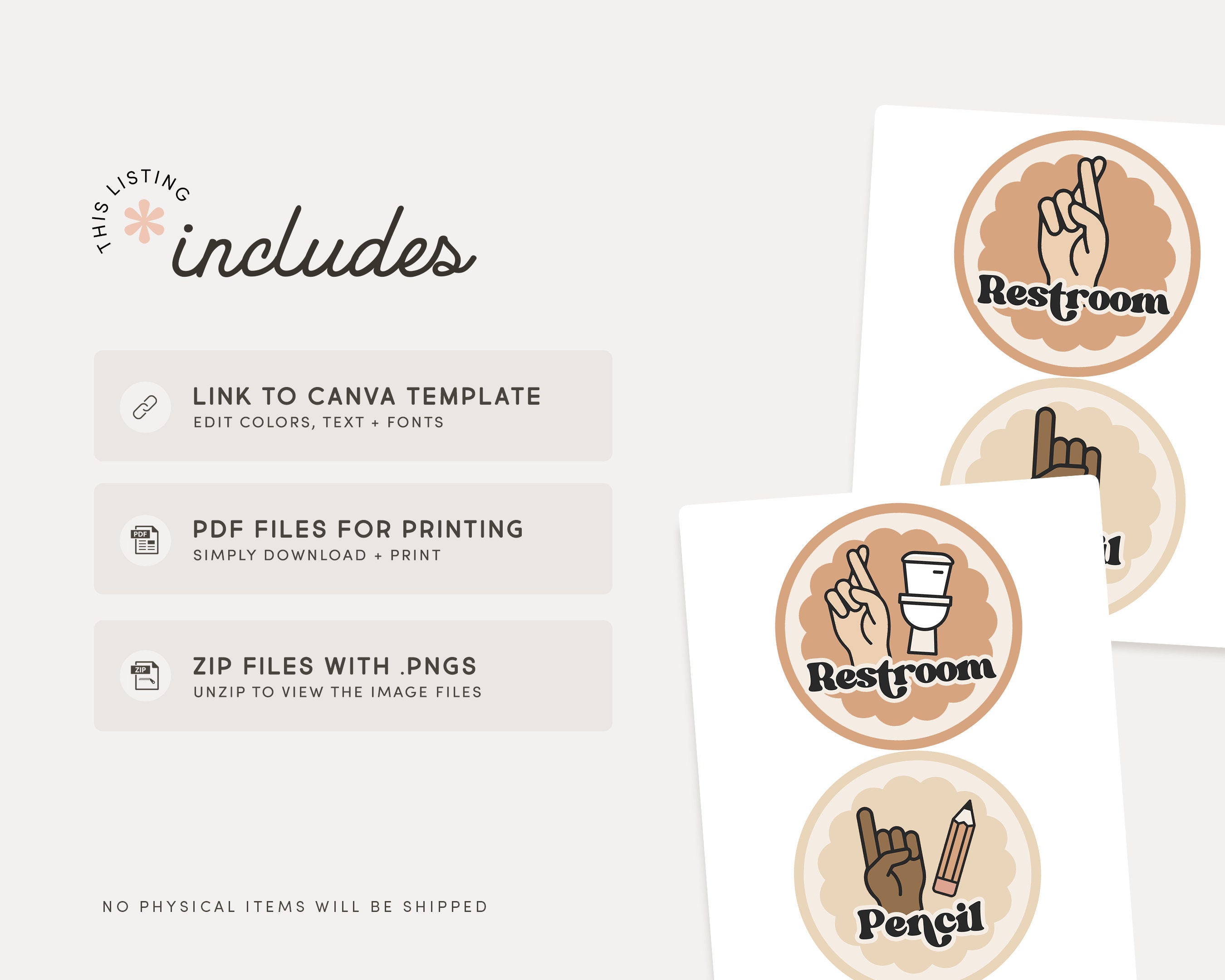 Classroom Hand Signals Poster Display, Editable in Canva, Pastel Retro ...