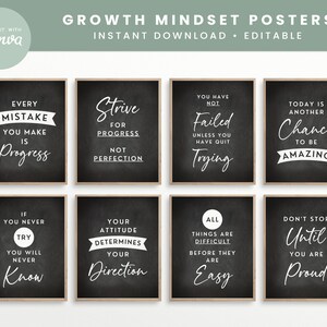 Growth Mindset Editable Classroom Printable Posters, Classroom Quotes ...