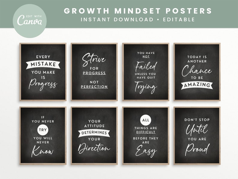Growth Mindset Editable Classroom Printable Posters, Classroom Quotes ...