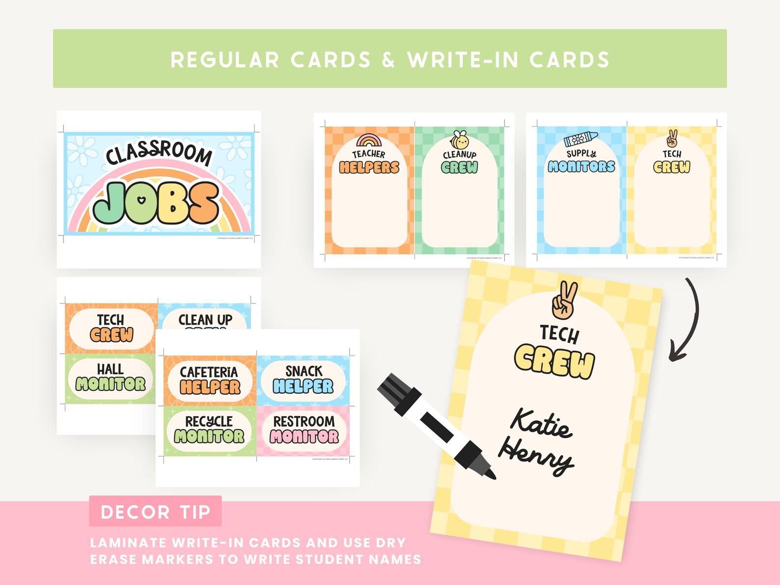 Retro Sunshine Classroom Job Display | Editable Canva Classroom Jobs ...