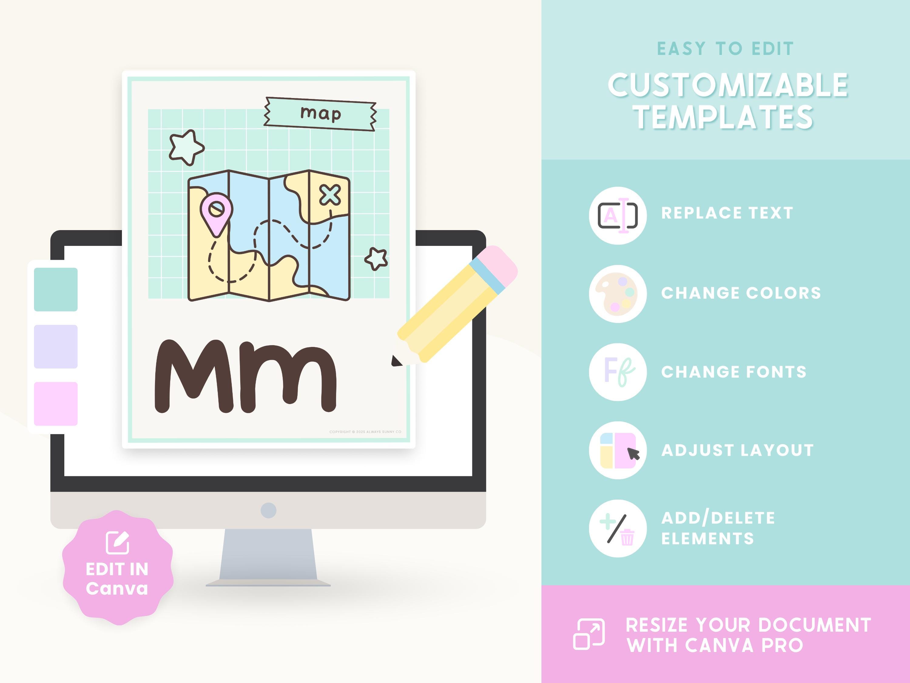 Alphabet Classroom Editable Posters, ASL Letter Templates, Cute Pastel ...
