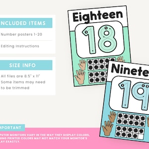 Pastel Ten Frame Number Posters | Editable Number Posters 0-20 ...